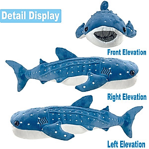 Mukouxun 39inch Whale Shark Stuffed Animal Giant Whale Shark Plush Pillow Toy Realistic Big Whale Shark Stuffed Animals Plush Huge Stuffed Whales Large