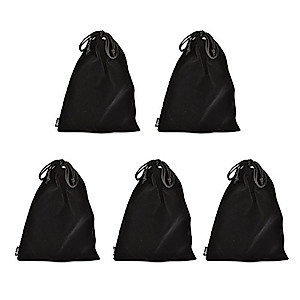 Cosmos Set of 5 Premium Black Travel Carry Drawstring Headphones Pouch Bag