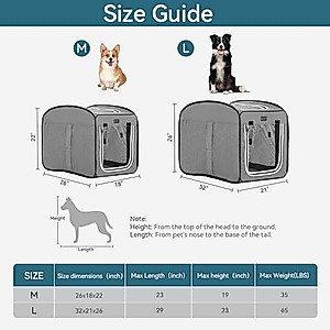 Petsfit Pop Up Dog Crate, Portable Dog Crates for Medium Dogs，Lightweight&Collapsible Pet Cage Cat Kennel, Included Soft Mat and Carrying Case，Grey，Medium