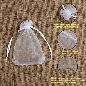 Hopttreely White Sheer Organza Gift Bags, 4x4.72 Pouches Candy Jewelry Wedding Party Favor Present Bags Wrapping Supplies50PCS