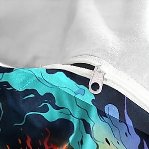 Skeleton Rider Bedding Set Duvet Cover 3D Printed Motorbike Skull Quilt Cover Comforter Covers Microfiber with Pillowcases 3 Pieces for Childrens and Adults with Zipper Closure Twin（173x218cm）