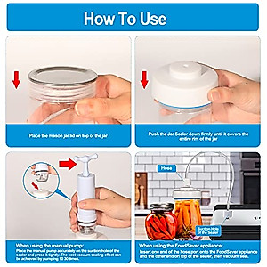 YEIO Mason Jar Sealer and Accessory Hose Compatible with FoodSaver Vacuum, a Manual Portable Pump Can Opener, Kit for Ball Regular & Wide-Mouth, kitchen Tools, White