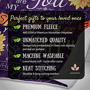 Sunflower Blanket - Soft, Cozy, Warm Sherpa Fleece Fabric with You are My Sunshine Lyrics - Thick, Double-Layered Material - Thoughtful Gift for Christmas, Birthday, Valentine's Day