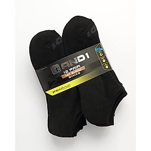 AND1 Men's Athletic Arch Compression Cushion Comfort No Show Socks (12 Pack), Size 6-12.5, Black