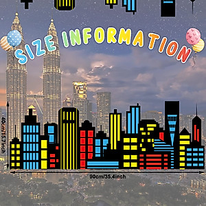 City Skyline Backdrop Hero Party Decoration City Skyline Buildings Photography Background Hero Party Centerpiece City Skyscraper Standing Cards for Hero Birthday Party Baby Shower Decor Supplies