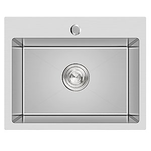 TSIBOMU 24 Inch Kitchen Sink Drop-in, 18 Gauge Stainless Steel Single Bowl Single Faucet Hole Top Mount Workstation Sink, 24x18x9