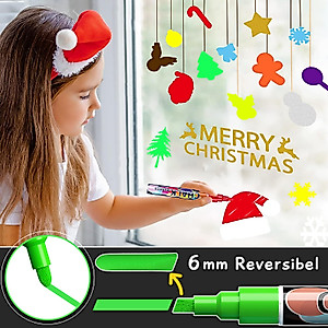 Liquid Chalk Markers Pens - 12 Colors Washable & Wet Erase Neon Chalk Makers for Blackboard, Chalkboard Signs, Glass Window, Graduation Celebration School Kids Art - Erasable Window Markers for Cars