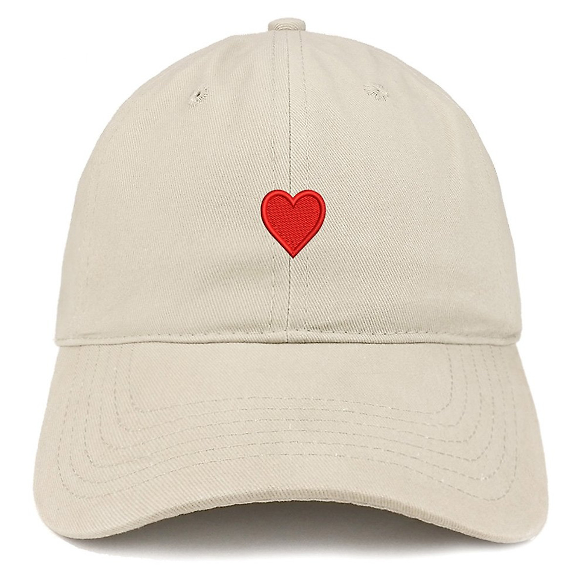 Trendy Apparel Shop Emoticon Heart Embroidered Cotton Adjustable Ball Cap Dad Hat - Stone