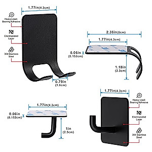 eoly Adhesive Hooks 3m Hooks, Wall Hooks Heavy Duty Holder Waterproof Stainless Steel Self Adhesive Hooks Kitchen Bathroom Shower Sticky Wall Hooks for Towel - 4 pcs with 2 Gift