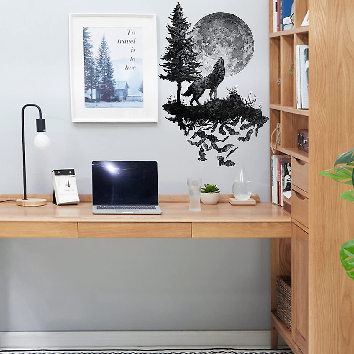 NEWCOMDIGI Wall Decals, Wall Art Stickers, Wall Décor for Bedroom, Living Room, Playroom, Gaming Room, TV Background, Kids Nursery, Apartment, Dorm (Wolf)