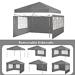 10x10 Pop Up Canopy with Sidewalls, Ez Up Canopy, Portable Instant Canopy, Outdoor Canopy Event Tent, Waterproof Vendor Canopy, Tents for Parties, Wedding, Camping,Grey