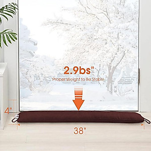 YOOGO Door Draft Stopper,38 Inch Door Draft stoppers for Bottom of Door,Waterproof Weight Duty Under Door Noise Cold Air Light Blocker,Machine Washable Brown Door Snake