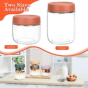 Mdvora 3 Pack 16oz Overnight Oats Jars with Lids, Glass Jars with Airtight Lids, Wide Mouth Overnight Oats Jars, Glass Food Storage Containers(3 Pack, 16oz)