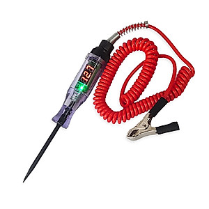 Fogfar Pack-1 Car Test Light, 3V/3V/6V/12V/24V Car Digital Display Electric Pen, Heavy Duty Light Tester with Voltmeter, Multifunction Induction Test Pen (Red)