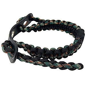 Ten Point Gear Bow Archery Wrist Sling 550 Paracord - Survival Hunting Shooting - Durable Leather with Metal Grommet (Multiple Color Options) (Woodland Camo)
