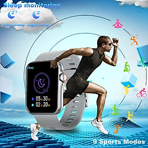 Desong Smart Watch(Answer/Make Calls), 1.7 inch Fitness Tracker,Smartwatch for Android iOS Phones,IP67 Waterproof Blood Pressure SpO2 Heart Rate Sleep Monitor for Women Men