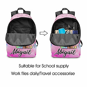 InterestPrint Custom Girls Backpack with Lunch Box, Customized Multiple Bookbag Lunch Bag Set with Name Personalized Shoulder Bag Casual Daypack for Daughter Niece