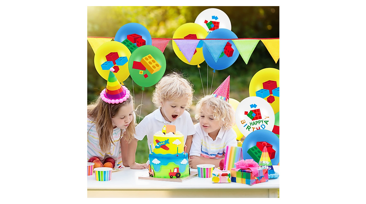 Colorful 60 Pcs Building Block Balloons for Parties