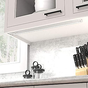 Amazon Basics 3-Color Temperature Level and 3-Section Dimming LED Cabinet Light, Linkable, Direct Wire, White Finish, 24-Inch