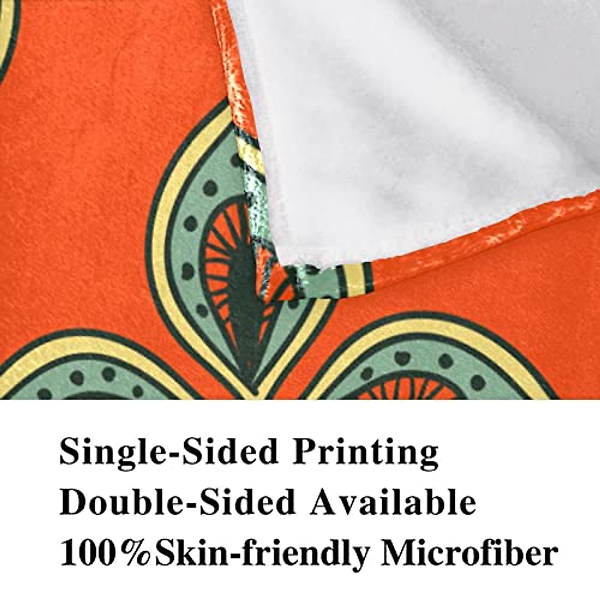 Plush Blanket Throw Blanket Warm Cozy Soft Microfiber Blankets, Japanese Cashew Flower Orange Green Retro