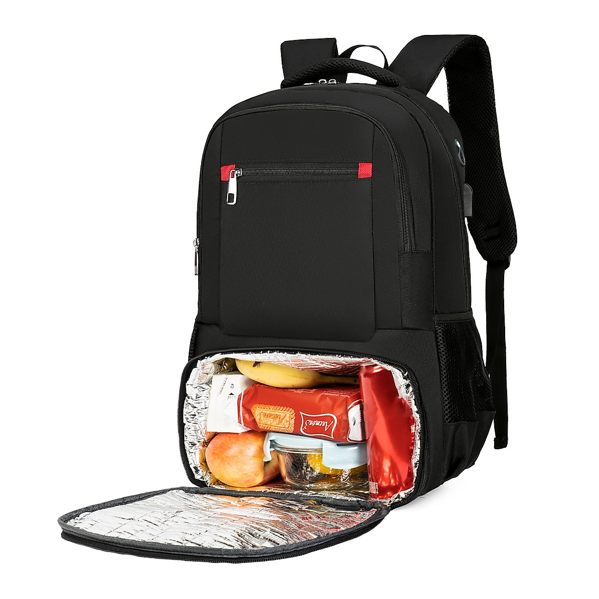 DAILY&DIARY Lunch Backpack, Insulated Cooler Backpack with Lunch Compartment for Men Women Water Resistant Lunch Bag 15.6 Inch Laptop Backpack Durable for Work, School, Camping, Picnics, Black