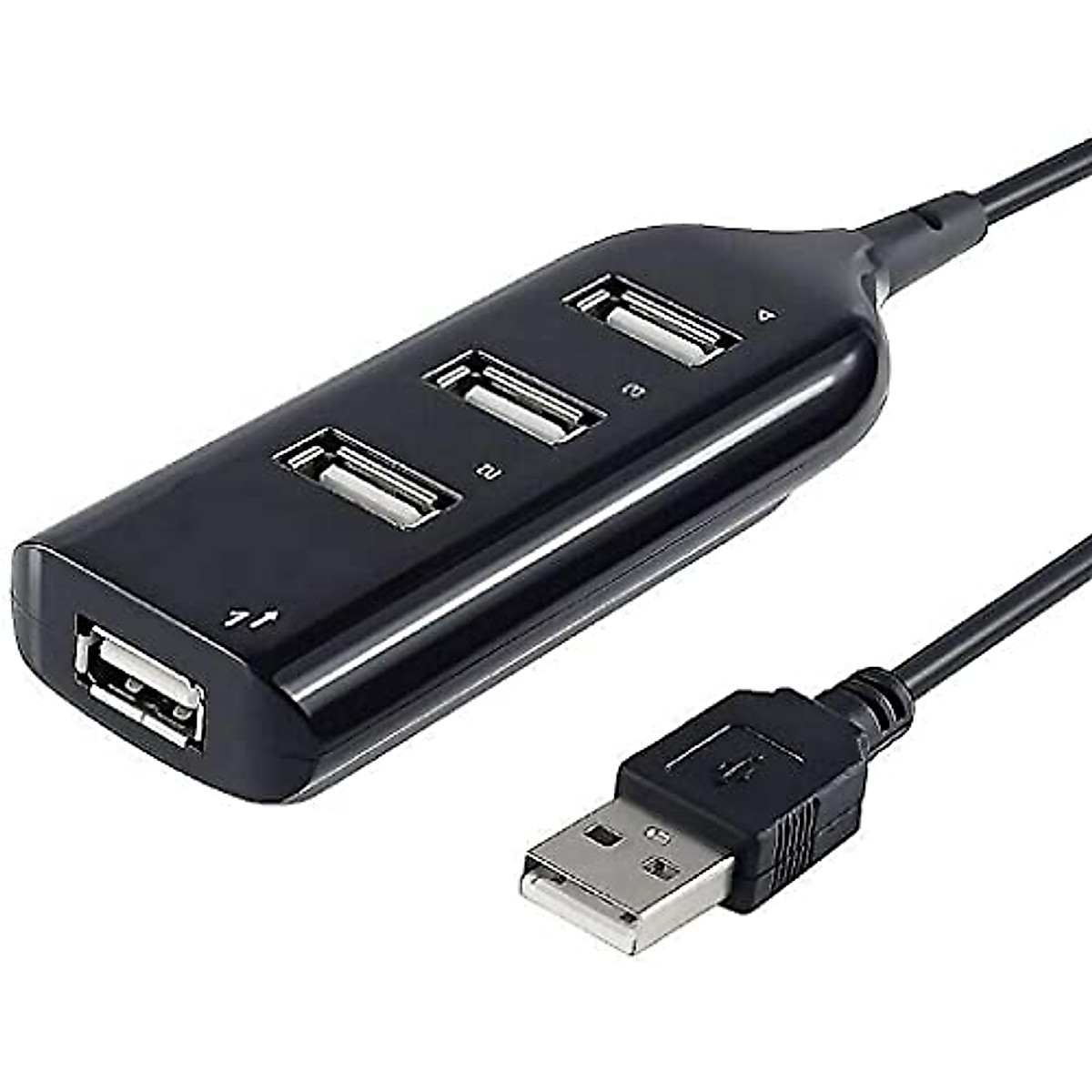 FDBV USB 2.0 Hi-Speed 4-Port Splitter Hub for PC Notebook High Speed Computer (Black)