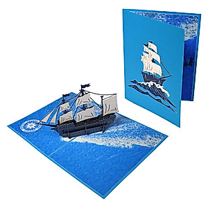 Magic Ants 3D Pirate Ship Pop Up Card - Handmade Greeting Card for Kids, Dad, Husband - Perfect for Birthdays, Fathers Day, Graduation, Anniversaries, and All Occasions
