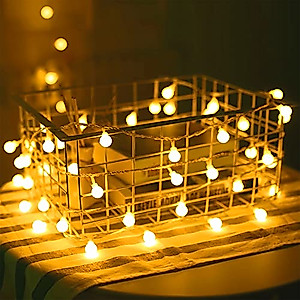 Globe String Lights for Bedroom, Christmas Decoration Ball Lights 33 FT 80 Twinkle LED Battery Operated Fairy Light for Outdoor/Indoor, Classroom, Camping, Bedroom, Party, Garden (Warm White Light)