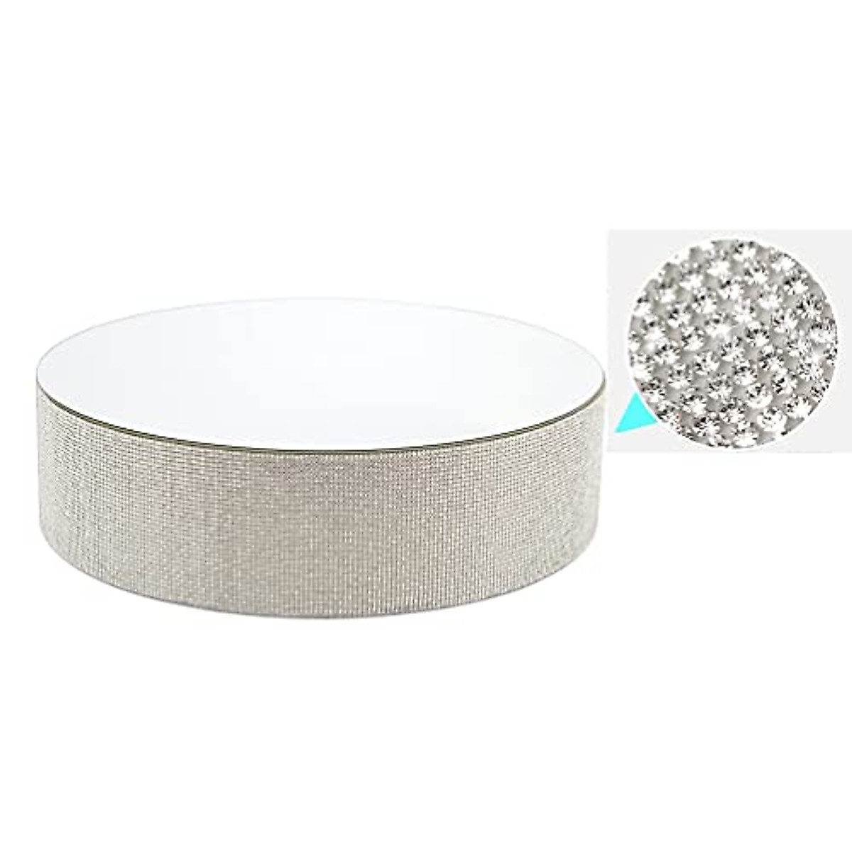 Flavorthings 16 Inches Bling Round Cake Stand Cupcake Base with Crystal Rhinestones Mirror Top, Gorgeous Cake Display Decorative Centerpiece for Wedding Parties (Silver, 16")