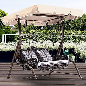 WULEE Outdoor Porch Swing Canopy Waterproof Top Cover, Garden Patio Swing Seat Replacement Canopy Awning Canopy Cover (77'' x 49'', Canopy Only) (Black)