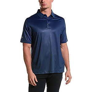 Callaway Men's Chevron Foulard Print Short Sleeve Golf Polo Shirt With Swing-Tech And Sustainable Recycled Polyester, Extended Sizing (Sizes Small-4Xl), Peacoat, Large