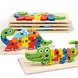 issray Wooden Puzzles for Toddlers, Preschool Animal Puzzles Montessori Toys for 1 2 3 Year Old Boys Girls, Educational Toys with 4 Animal Patterns, Christmas Birthday Gifts for Kids