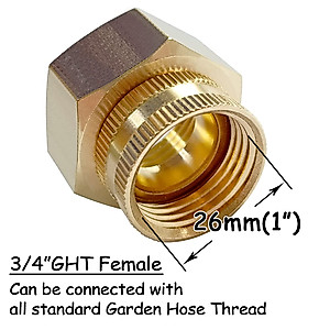 Uenede 2PCS Brass Garden Hose Reducer Swivel Connector 3/4"GHT to 3/4"NPT Threaded Double Female Reducing Convert Adapter Garden Hose Pipe Fittings