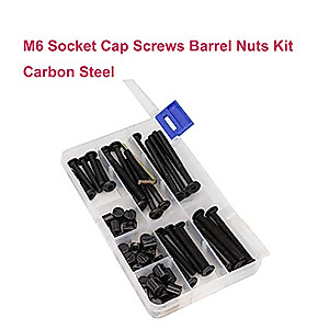 cSeao Black Baby Bed Crib Screws Replacement Parts,50pcs M6 Hex Drive Socket Cap Barrel Nuts Assortment Kit for Baby Bed Cribs Furniture, M6x40/50/60/70/80mm