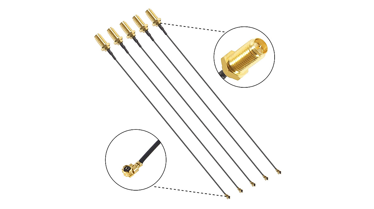 AEDIKO 5pcs IPX IPEX U.FL to RP-SMA Female Pigtail Antenna Bulkhead Mount WiFi Cable 35cm for ...