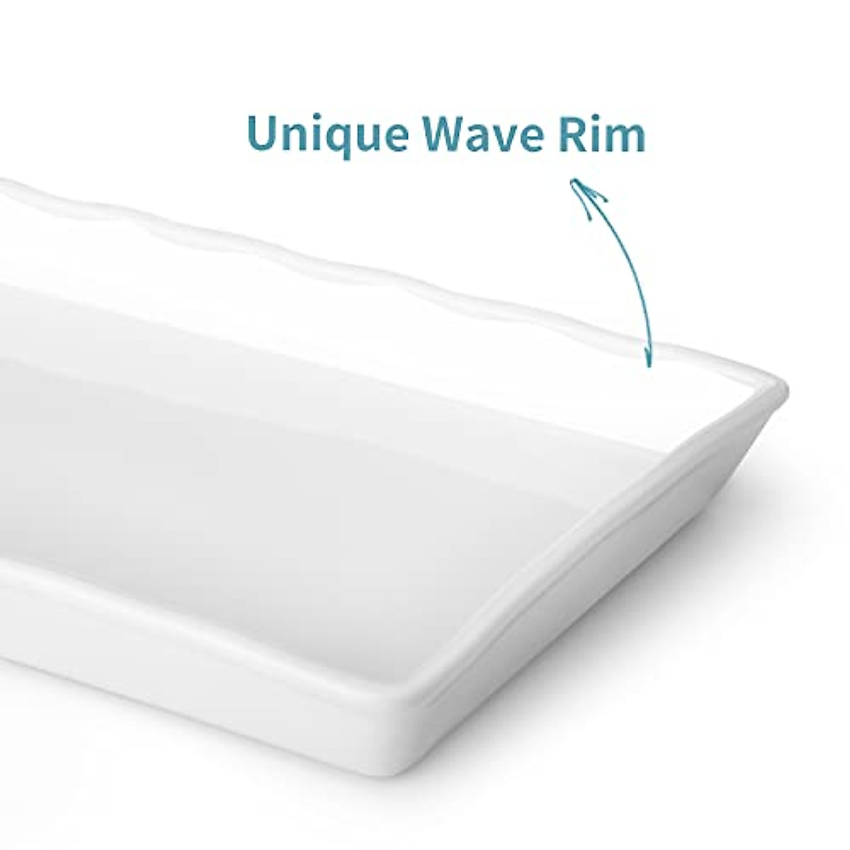 Sweese 719.101 Rectangular Serving Platters, 14 Inch Porcelain Serving Trays for Parties - Set of 4, White