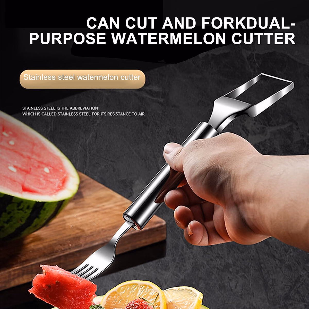 Deal of The Day Clearance, 2-in-1 Watermelon Fork, 2024 New Stainless Steel Fruit Forks, Summer Fruit Cutting Fork, Premium Watermelon Fork Slicers Cutter Tool for Kitchen Home
