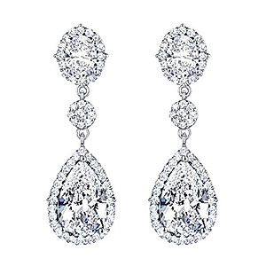 SELOVO Women's Teardrop Dangle Earrings Silver Tone Wedding Bridal Earrings