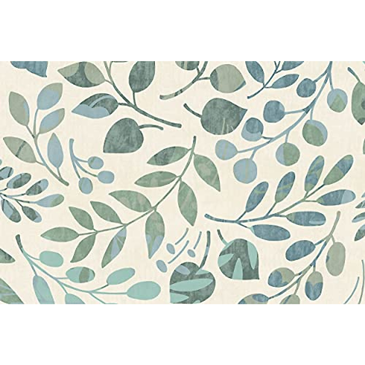Studio M Floor Flair Woodsia - Cream Modern Greenery - 2 x 3 Ft Decorative Vinyl Rug - Non-Slip, Waterproof Floor Mat - Easy to Clean, Ultra Low Profile - Printed in The USA