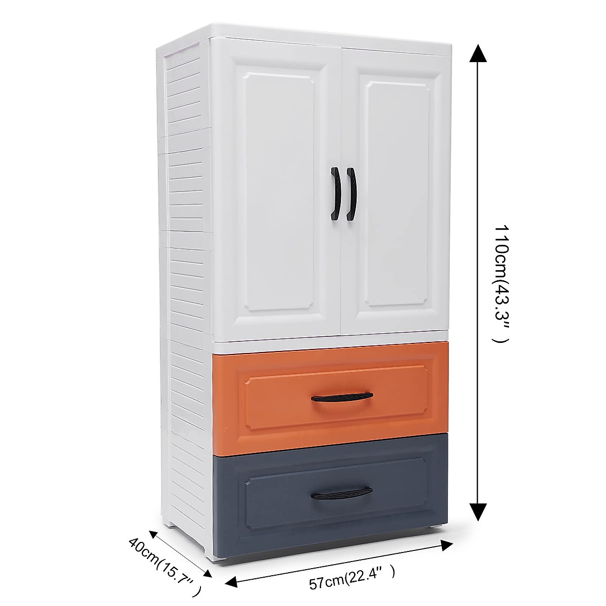 HYYKJ-US 3 Tier Plastic Storage Cabinet with Wheels Freestanding Storage Drawer Units Easy Pull Closet Drawers Tall Dresser for Living Room Bathroom Bedroom 22.4" L x 15.7" D x 43.3" H