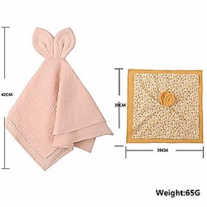 Baney Bunny Rabbit Security Blanket | Muslin Cotton Organic Lovey | Soft Soothing Blankie | Infant Baby Toddler Toy (Rust Mustard Floral)