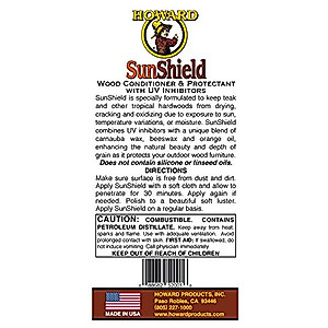 HOWARD SWAX16 Outdoor Furniture Wax, 16 Fl Oz (Pack of 1), Yellow