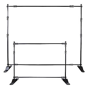 WinSpin 8' Banner Stand Step and Repeat Display Backdrop Banner Stand Adjustable Telescopic for Parties Trade Show Wall Exhibitor Photo Booth Background with Carrying Bag