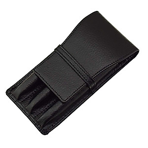 Lanxivi Leather fountain pen case for 3 Pens Pouch Separate Slot Organizer Carrying Case Black Color