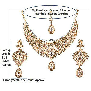 Touchstone NEW Indian Bollywood Charming Look Fine Filigree Sparkling Rhinestones Designer Jewelry Necklace Set In Gold Tone For Women.