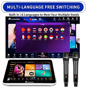 2023 New Inandon Karaoke Machine,15.6 Inch Touch Screen Phone App Control Free Cloud Download Songs All in One Karaoke System with Mic, KTV Singing Chinese Karaoke Player for Home Party,6T,White