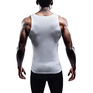 NELEUS Men's Athletic 3 Pack Compression Tank Top Dry Fit Undershirts,White,2XL,EUR 3XL