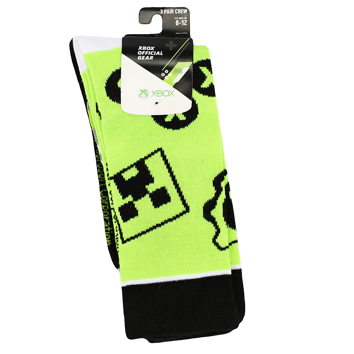 Bioworld Xbox Evergreen 3 Pack Crew socks for men