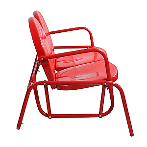 Northlight 2-Person Outdoor Retro Metal Tulip Double Glider Patio Chair, Red