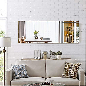 KIAYACI Wall Mirror Full Length Full Body Mirror Bedroom Dressing Mirror Standing Hanging or Leaning Against Wall Aluminum Alloy Frame(Gold, 43" x 16")